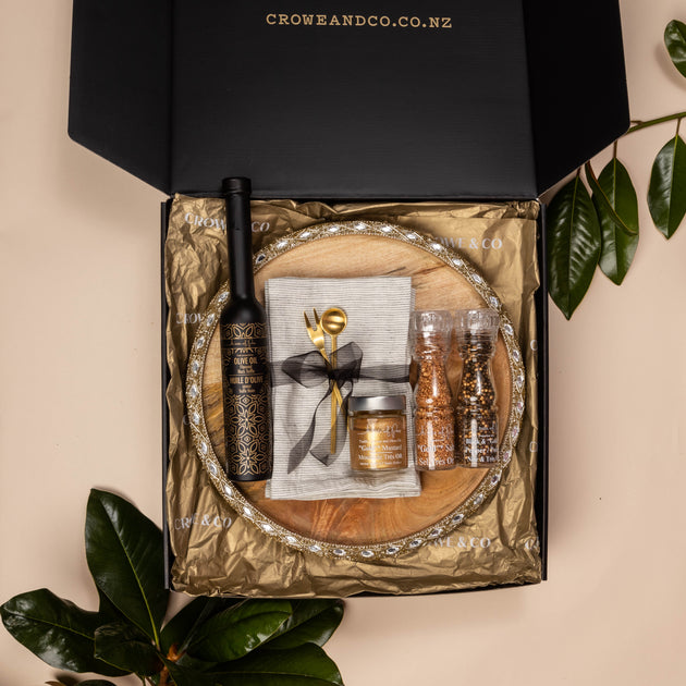 Gold Goodie Tray | Luxury Gift Baskets | Crowe & Co – Crowe & Co Gifts